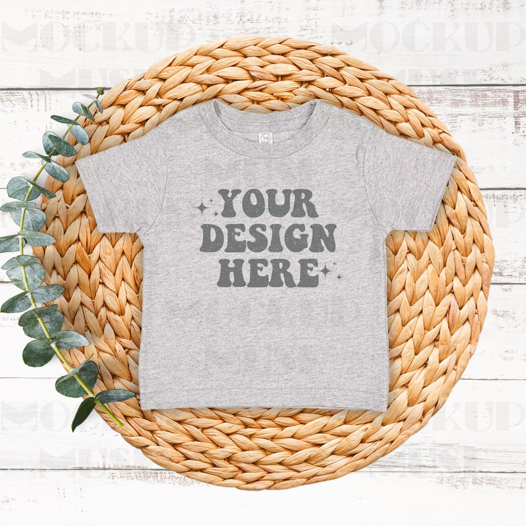 Heather Grey Rabbit Skins 3322 Säugling Fein Jersey T-Shirt Mockup ...