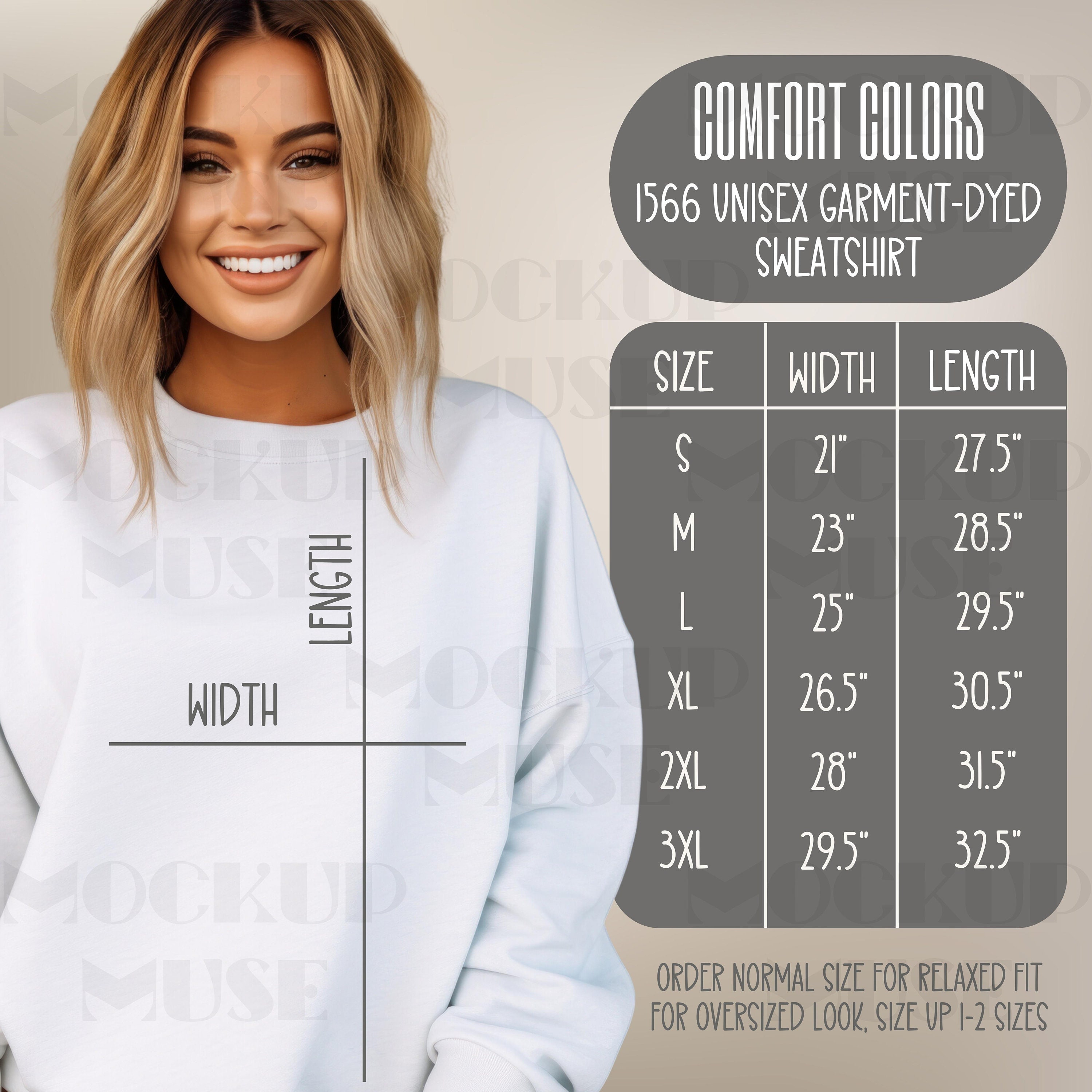 Comfort Colors 1566 Size Chart Comfort Colors Size Chart Crewneck Size ...