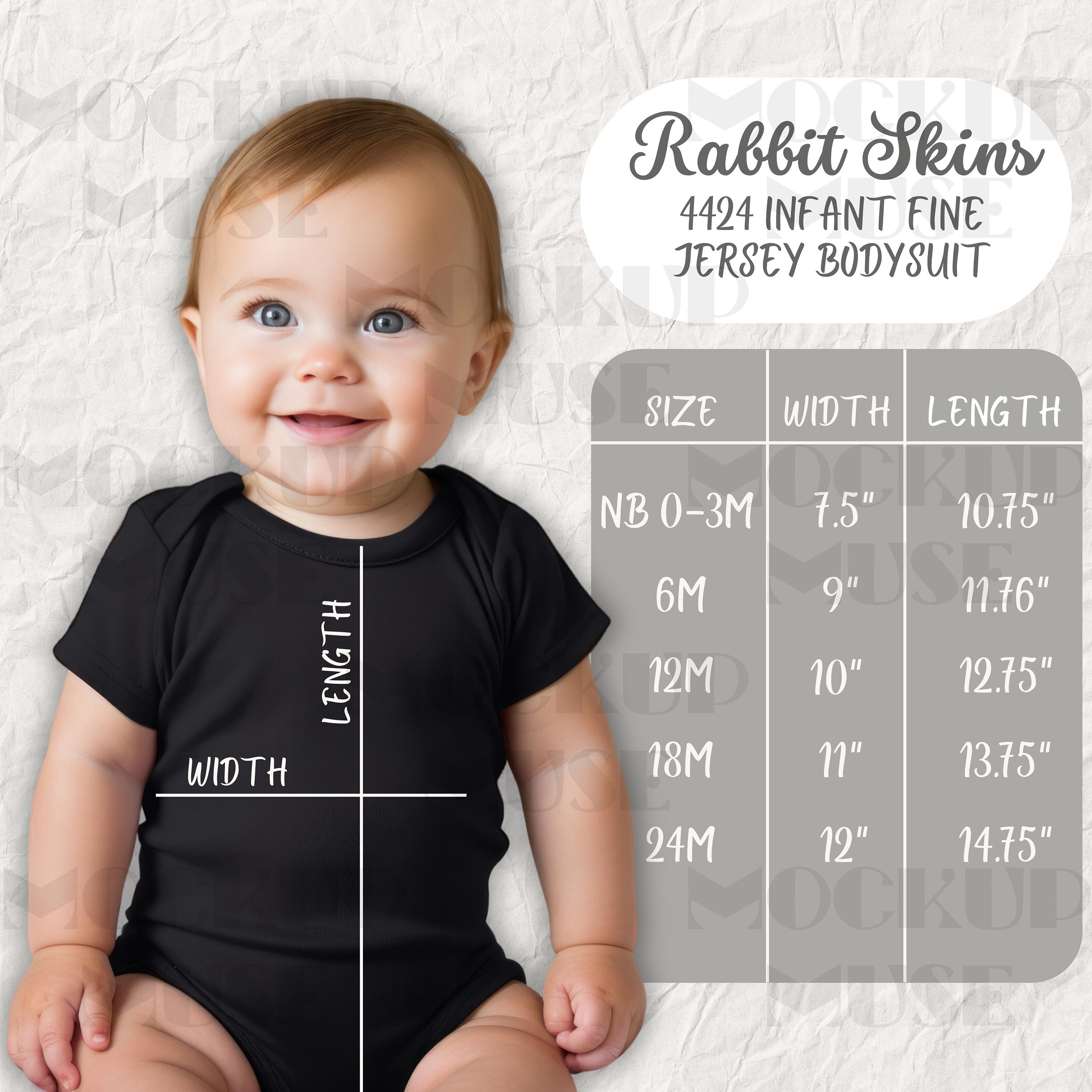 Rabbit Skins 4424 Size Chart Infant Bodysuit Sizing Guide - Etsy