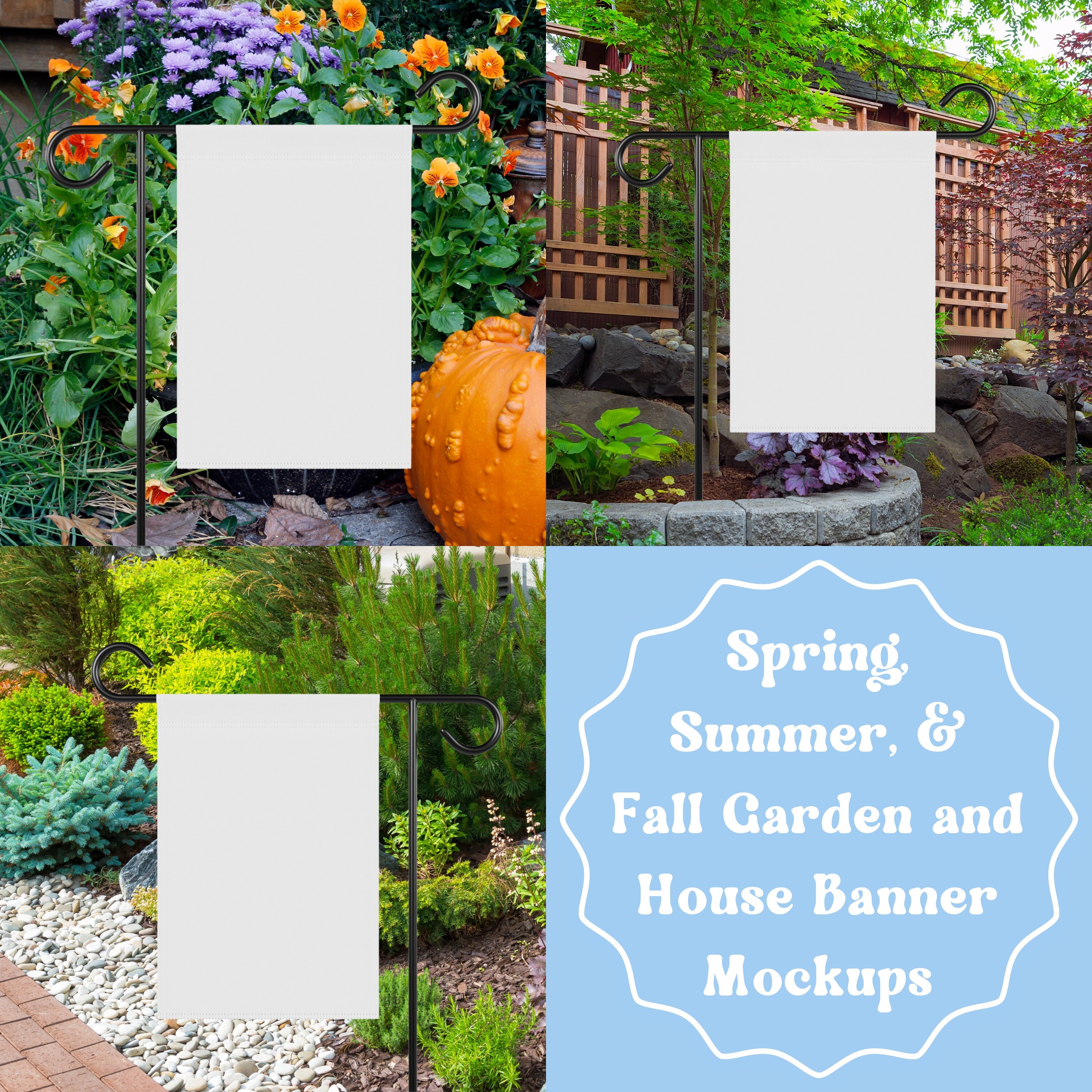 Garden and House Banner Mockup Bundle Garden Flag Mockup Garden Flag ...