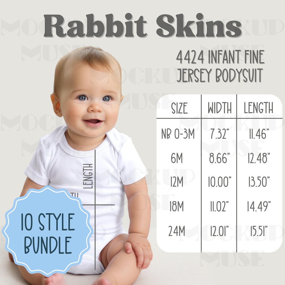 Rabbit Skins 4424 Size Chart Bundle Infant Bodysuit Sizing - Etsy