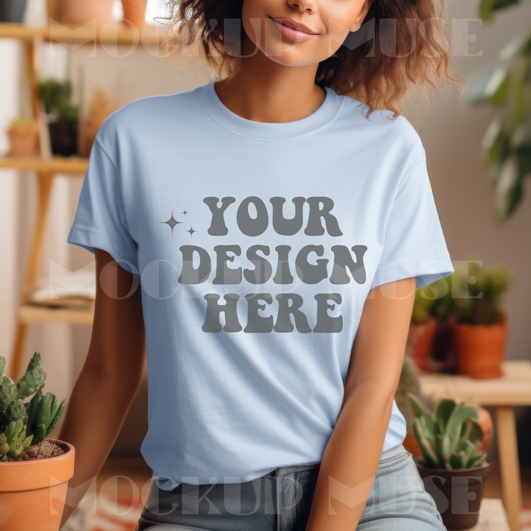 Gildan 5000 Light Blue Mockup Boho Mockup Light Blue Tee Mockup T-shirt ...