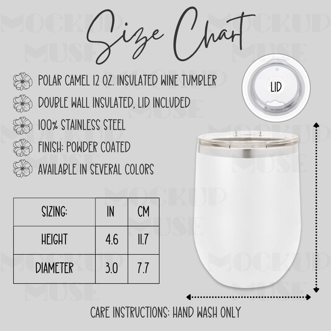 12 Oz Wine Tumbler Size Chart Mockup Polar Camel Product Details Tumbler Mockup Insulated Wine ...