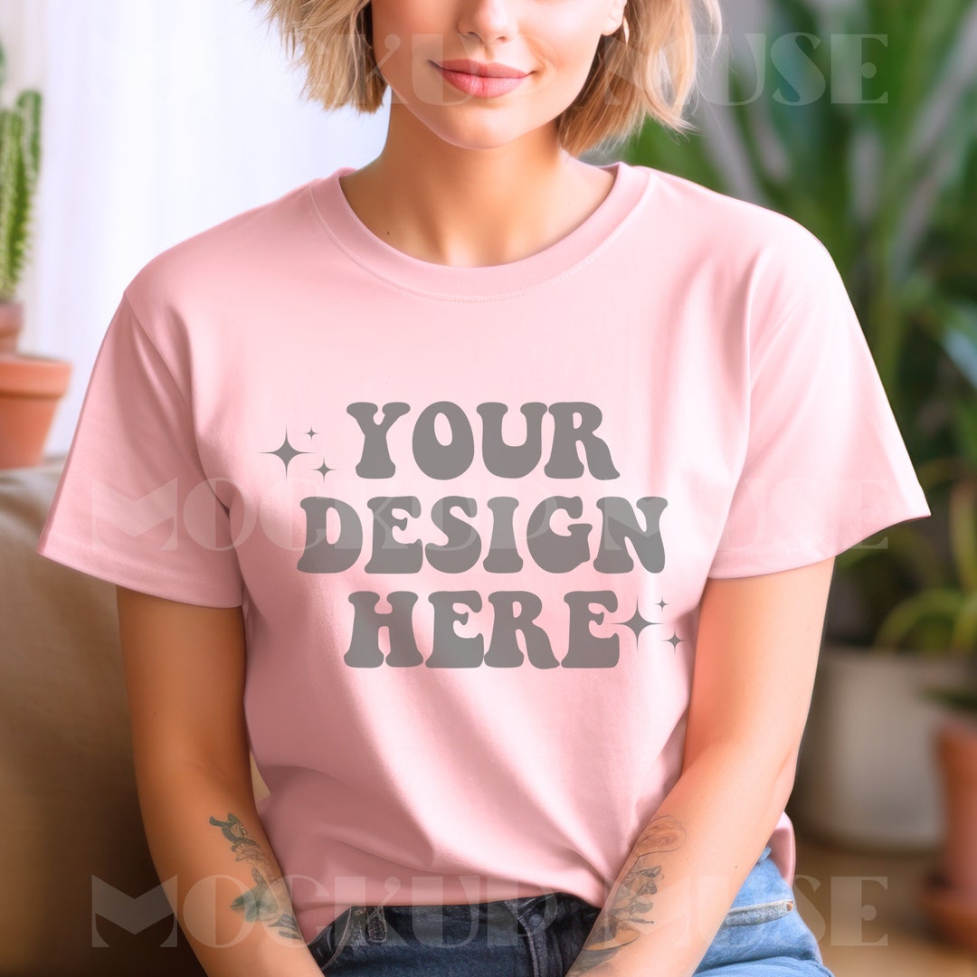 Gildan 5000 Light Pink Mockup Light Pink Shirt Mockup Tee Mockup Pink T ...