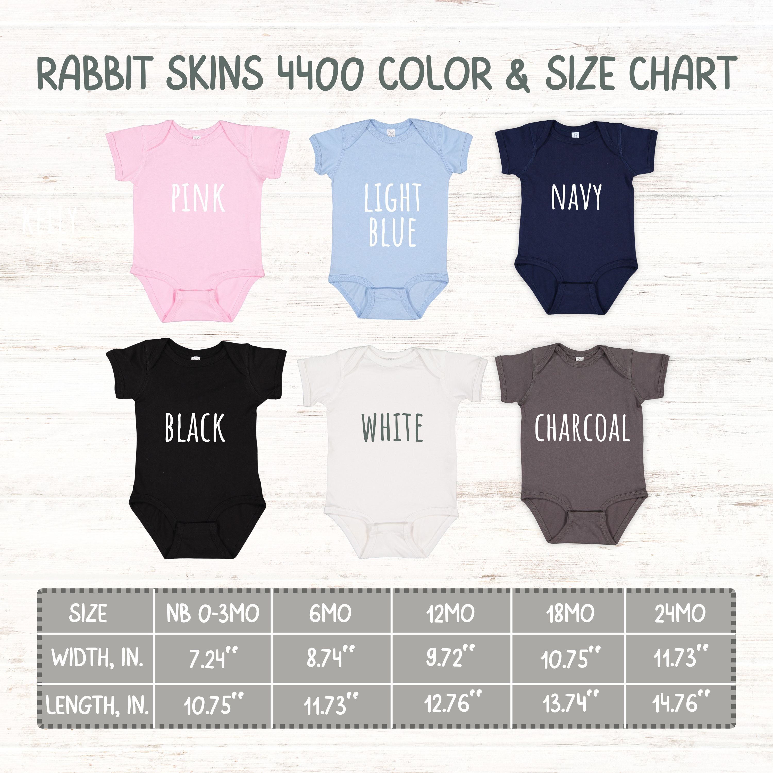 Rabbit Skins 4400 Size Chart Color Chart Infant Fine Jersey Bodysuit ...