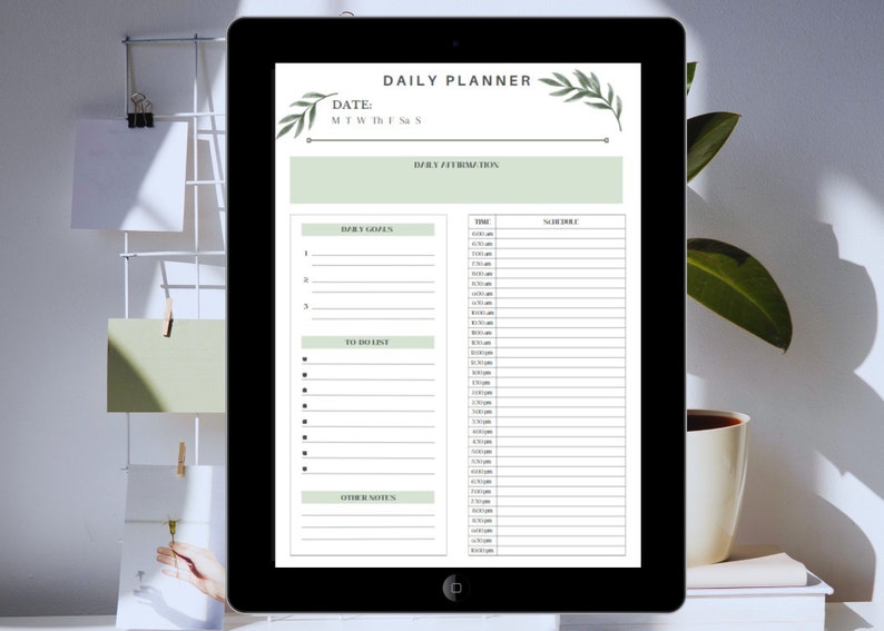 Instant Download Daily Planner, Printable Digital Planner, Green ...