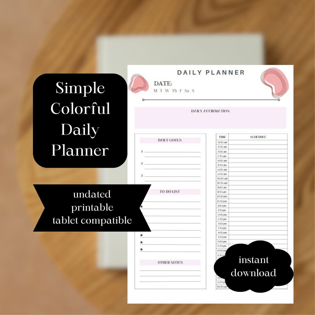 Editable Daily Planner, Instant Download, Organization, Daily Tasks ...