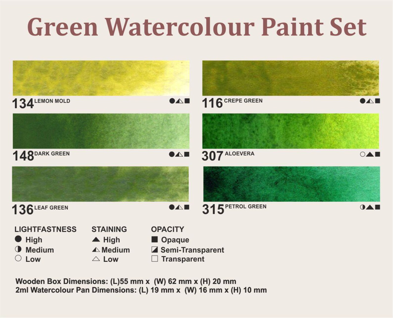 Handmade Green Watercolor Paint Set: 6 Colors in Wooden Box - Etsy