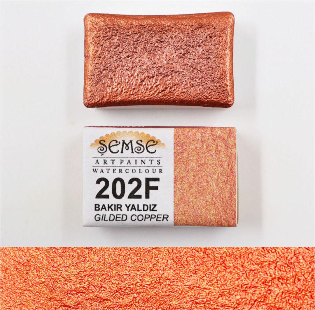 Semse Handmade 202F Gilded Copper Watercolor Paint Full Pan 4ml | for ...