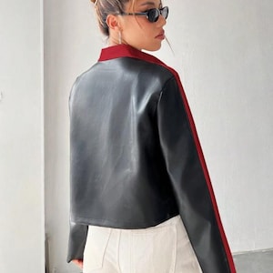 Women's Colorblock Biker Jacket | Handmade Sheep Leather Motorcycle ...