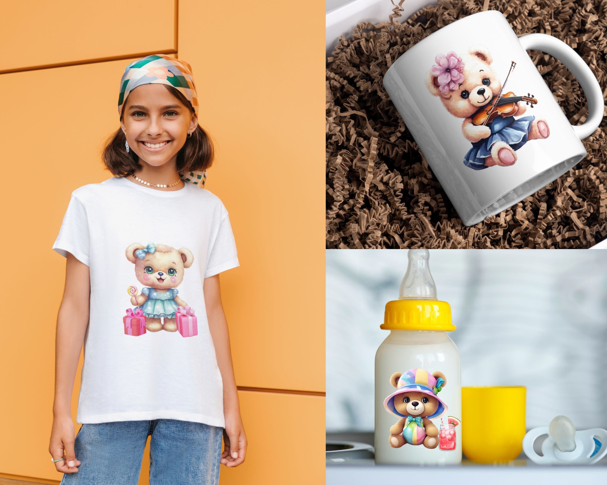 Girl Teddy Bear Clipart Bundle, Birthday Party Decor,baby Shower for a ...