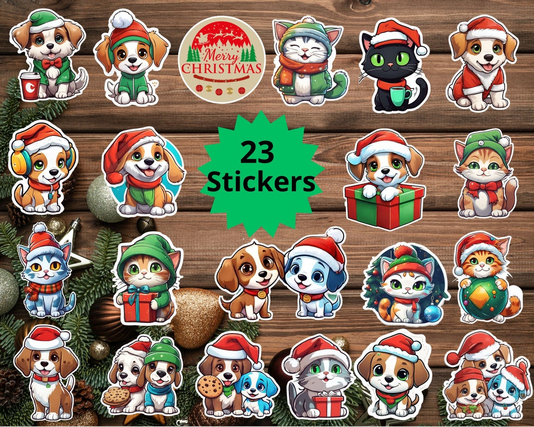 Printable Stickers christmas Animals, Printable Stickers Sheets, 23 ...