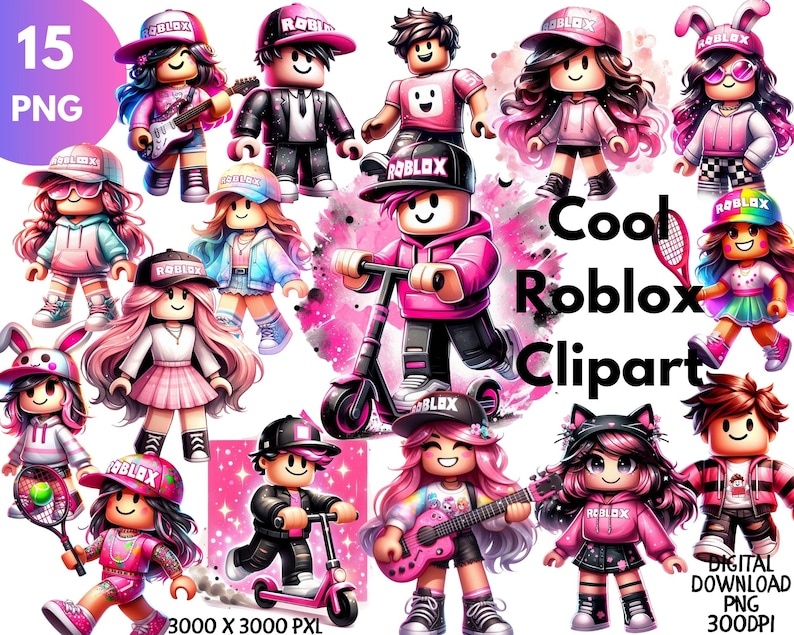 Colorful Roblox Cliparts PNG Set, Roblox PNG Characters, Roblox Boy ...