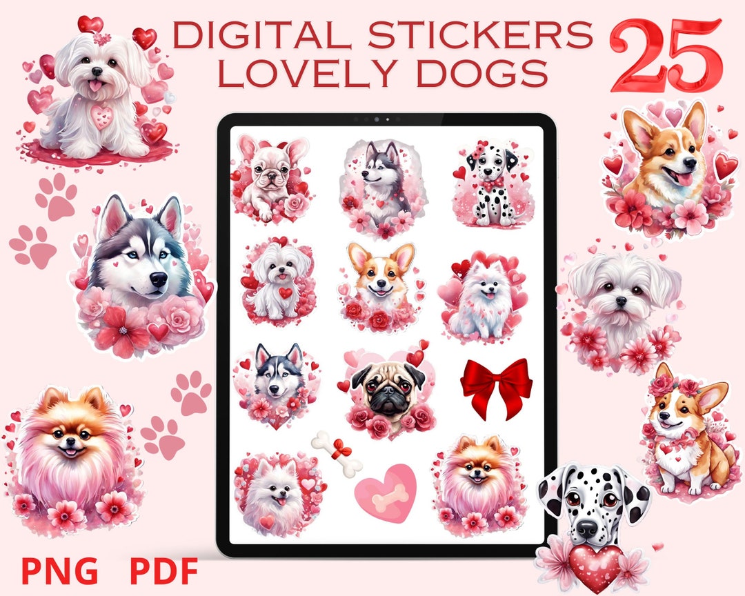 Digital PNG, Planner Stickers lovely Dogs, iPad Stickers, Goodnotes ...