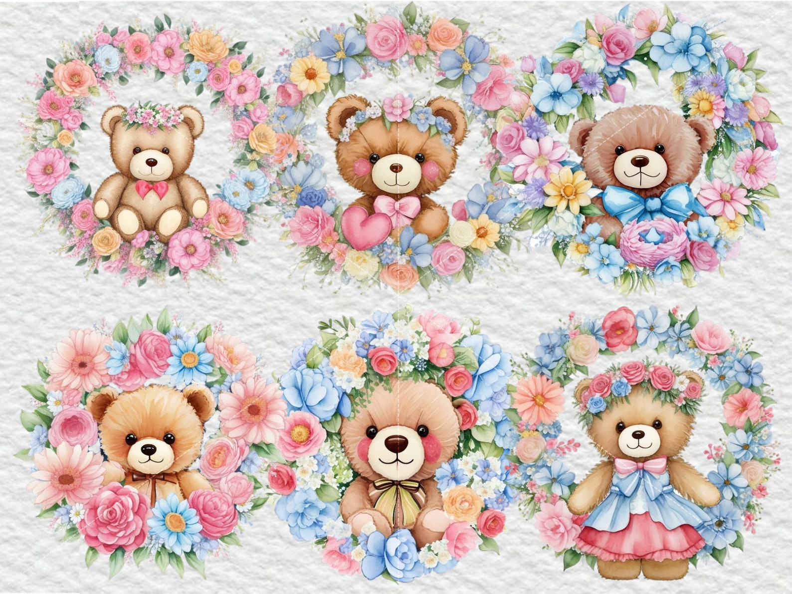 Watercolor Teddy Bear Clip Art High Quality 40NPG Cute - Etsy
