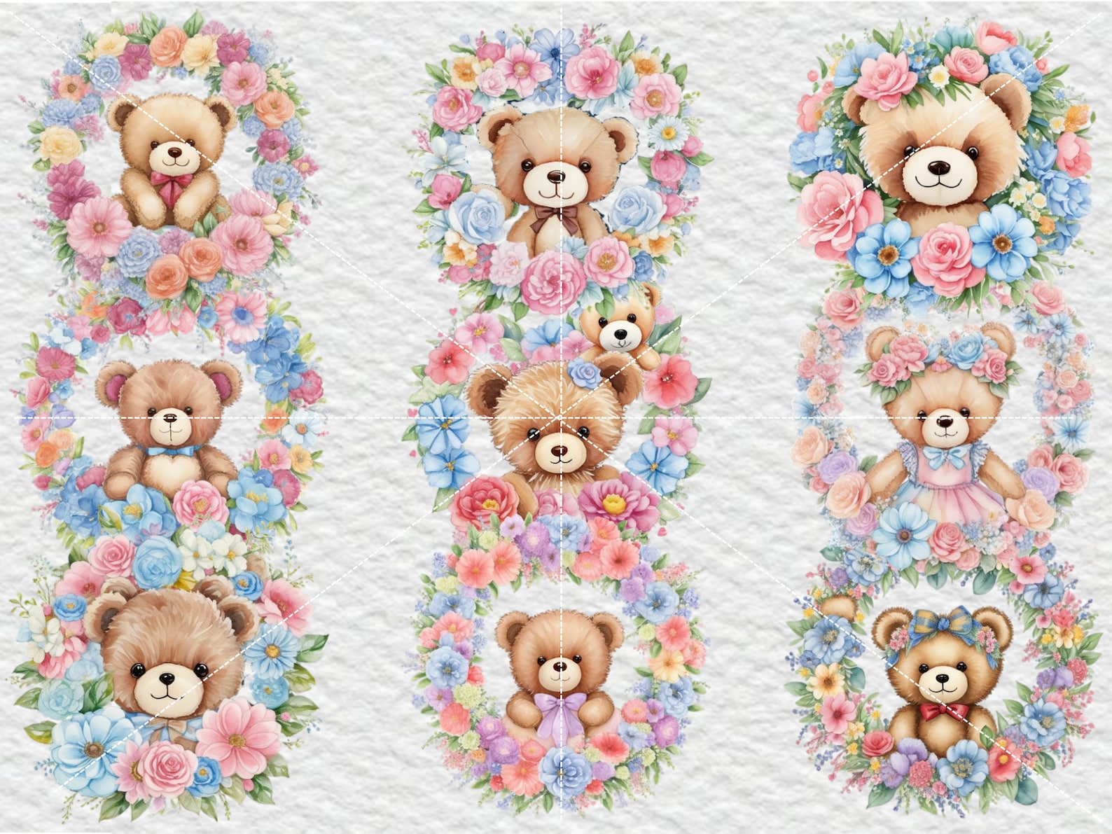 Watercolor Teddy Bear Clip Art High Quality 40NPG Cute - Etsy