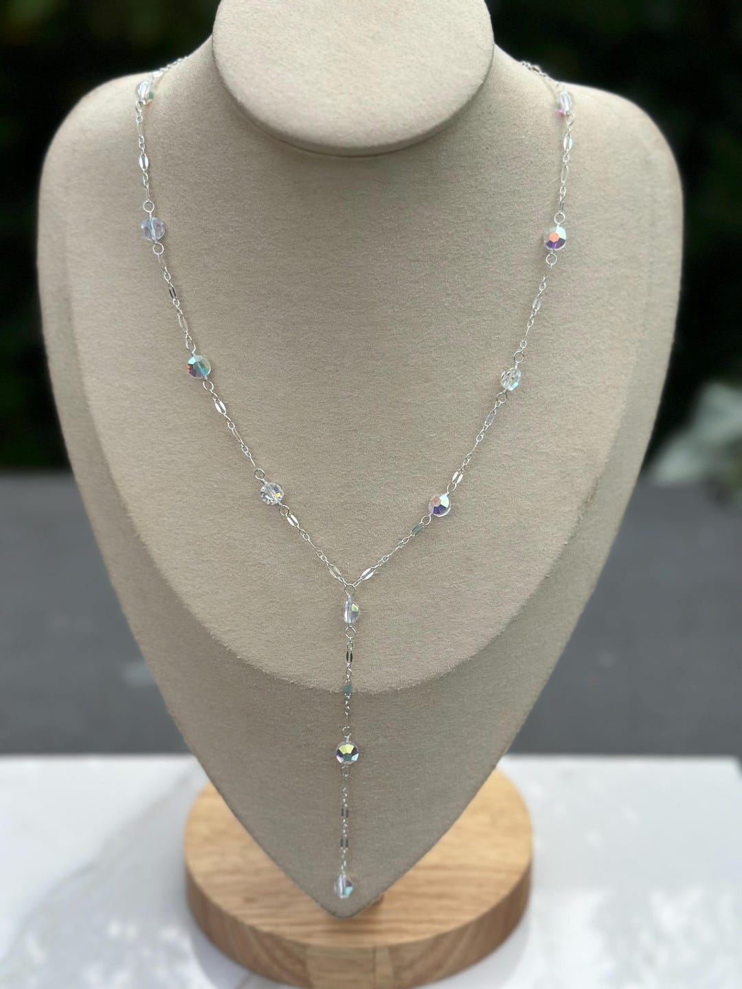Sterling Silver Bridal Neck Piece Elegant Chain Crystal Drop Wedding ...
