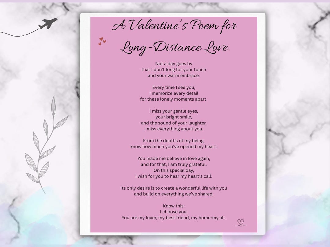 Long Distance Valentine's Day Poem | Loving From Afar (digital Download ...