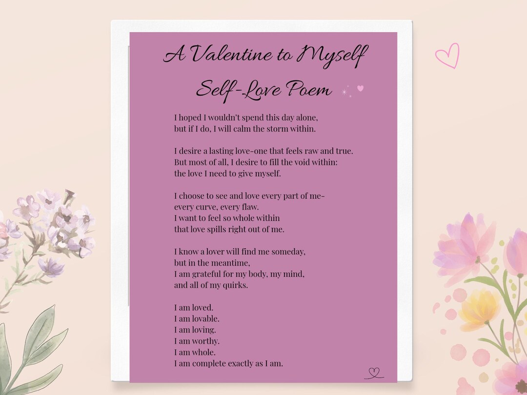 Valentine's Day Self-love Poem | A Valentine to Myself | Printable ...