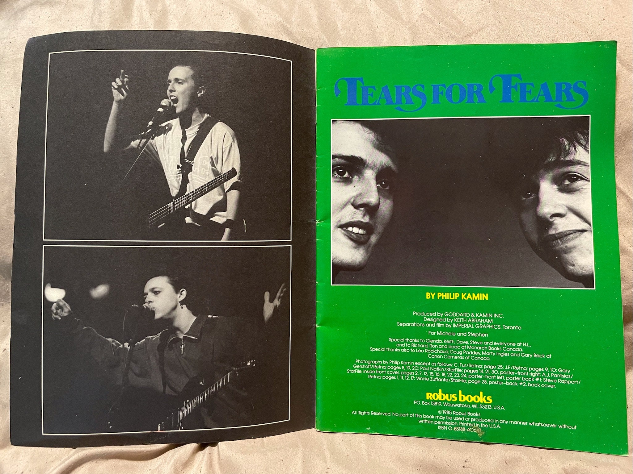 Vintage 1985 RARE Collectible - Tears for Fears PICTURE BOOK - by Robus ...