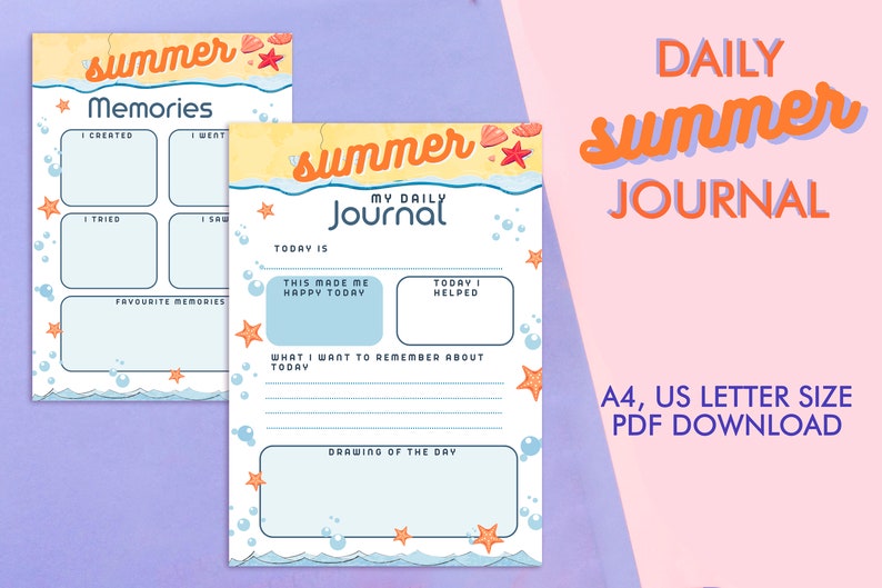 Digital Printable Summer Diary for Children Kids Printable - Etsy