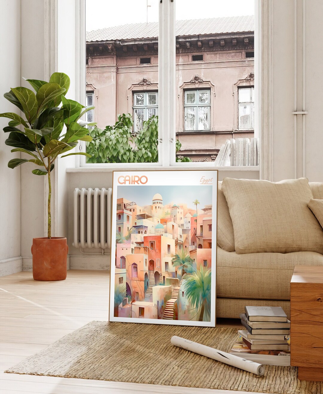 Cairo Watercolor Poster - Egypt Wall Art - Authentic Travel Poster ...