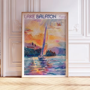 Lake Balaton Watercolor Art Print Lake and Summer Print Hungary Europe ...