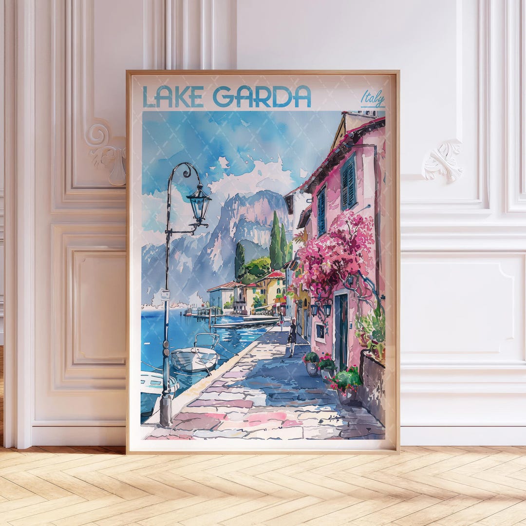 Lake Garda Watercolor Art Print Riva Del Garda City Print Italy Europe ...