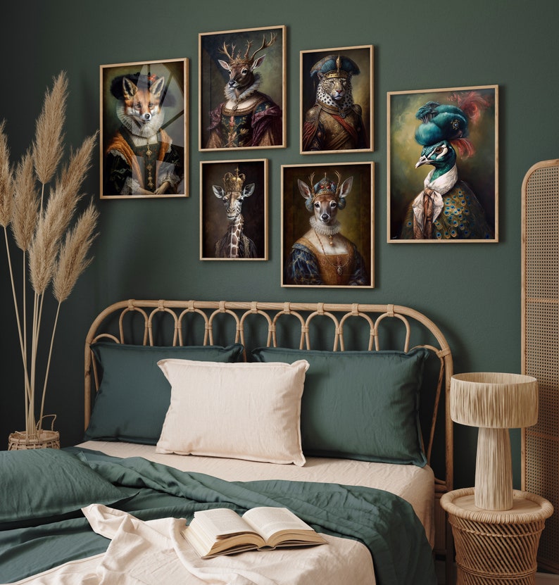 Victorian Animal Portrait Set of 6, Royal Animal Painting, Renaissance ...
