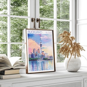 Auckland Watercolor Poster - World Cities Wall Art - New Zealand Travel ...