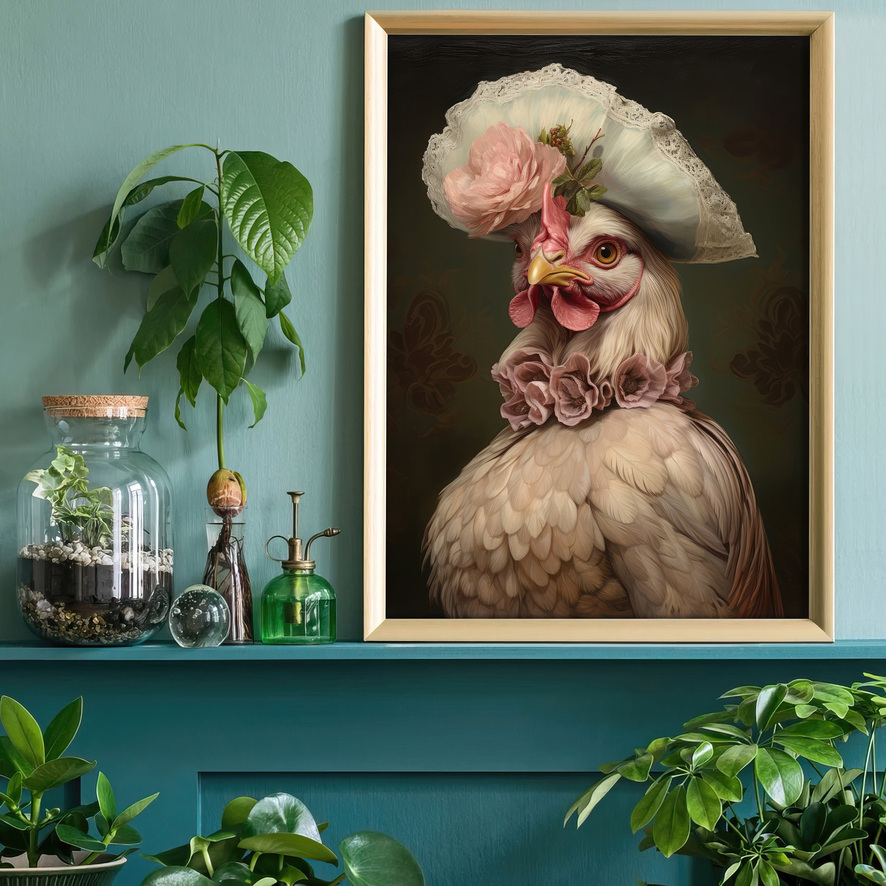 Mrs. Chicken Victorian Style Portrait, Funny Gift for Animal Lover ...