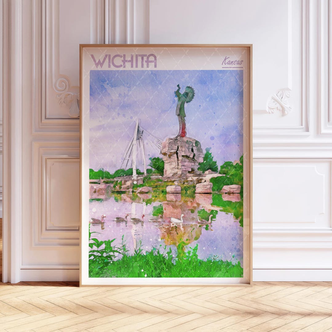 Wichita Watercolor Art Print - Kansas Print - Missouri Travel Poster ...