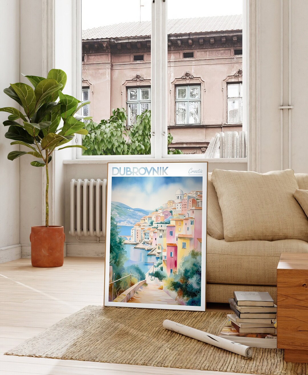 Dubrovnik City Watercolor Poster - Ragusa Travel Art - Croatia Wall ...