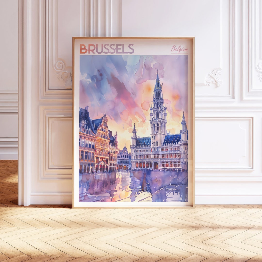 Brussels Watercolor Poster - World Cities Wall Art - Belgium Europe ...