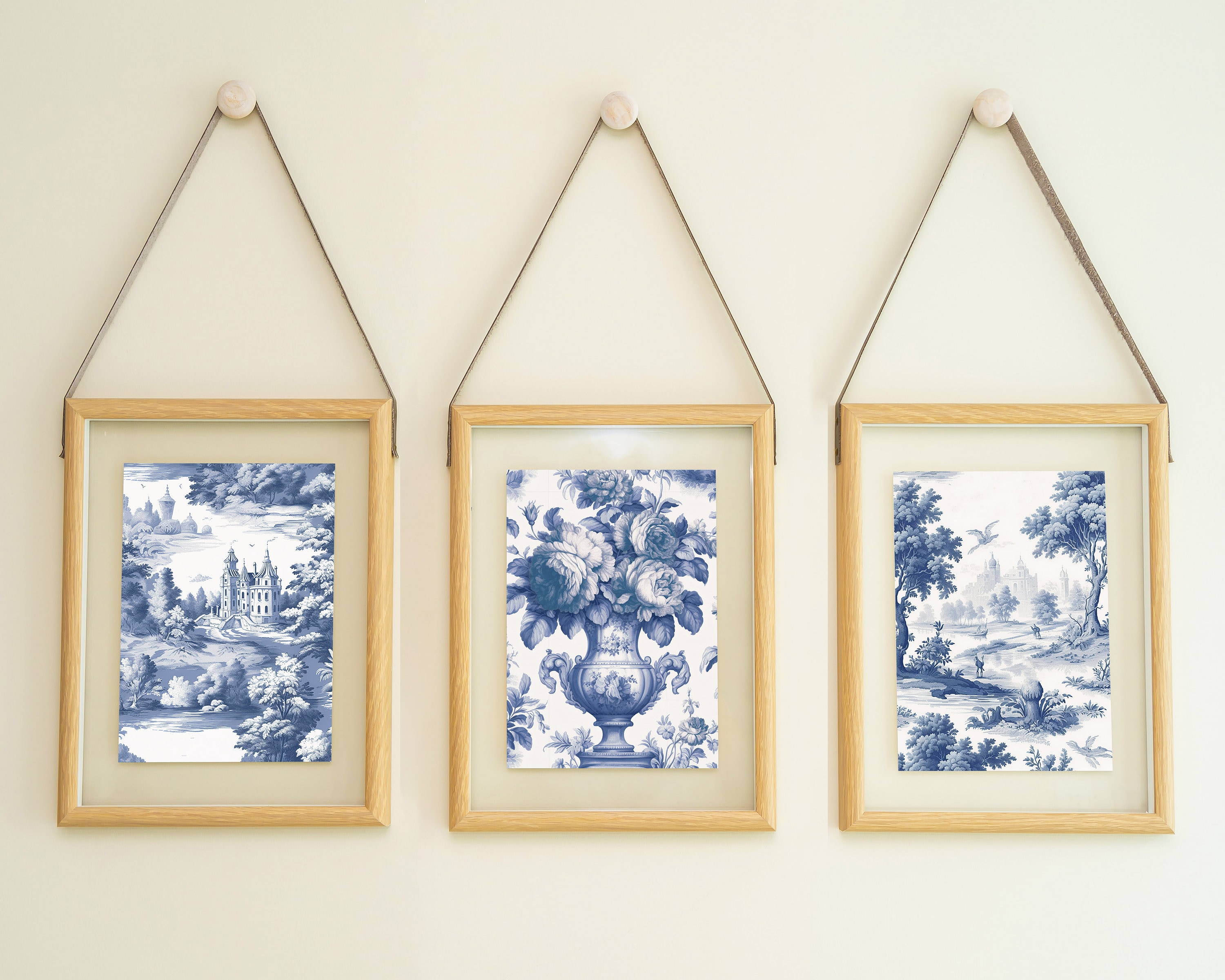 French Toile Blue Wall Art Botanical Vintage Blue Willow Wall Art ...