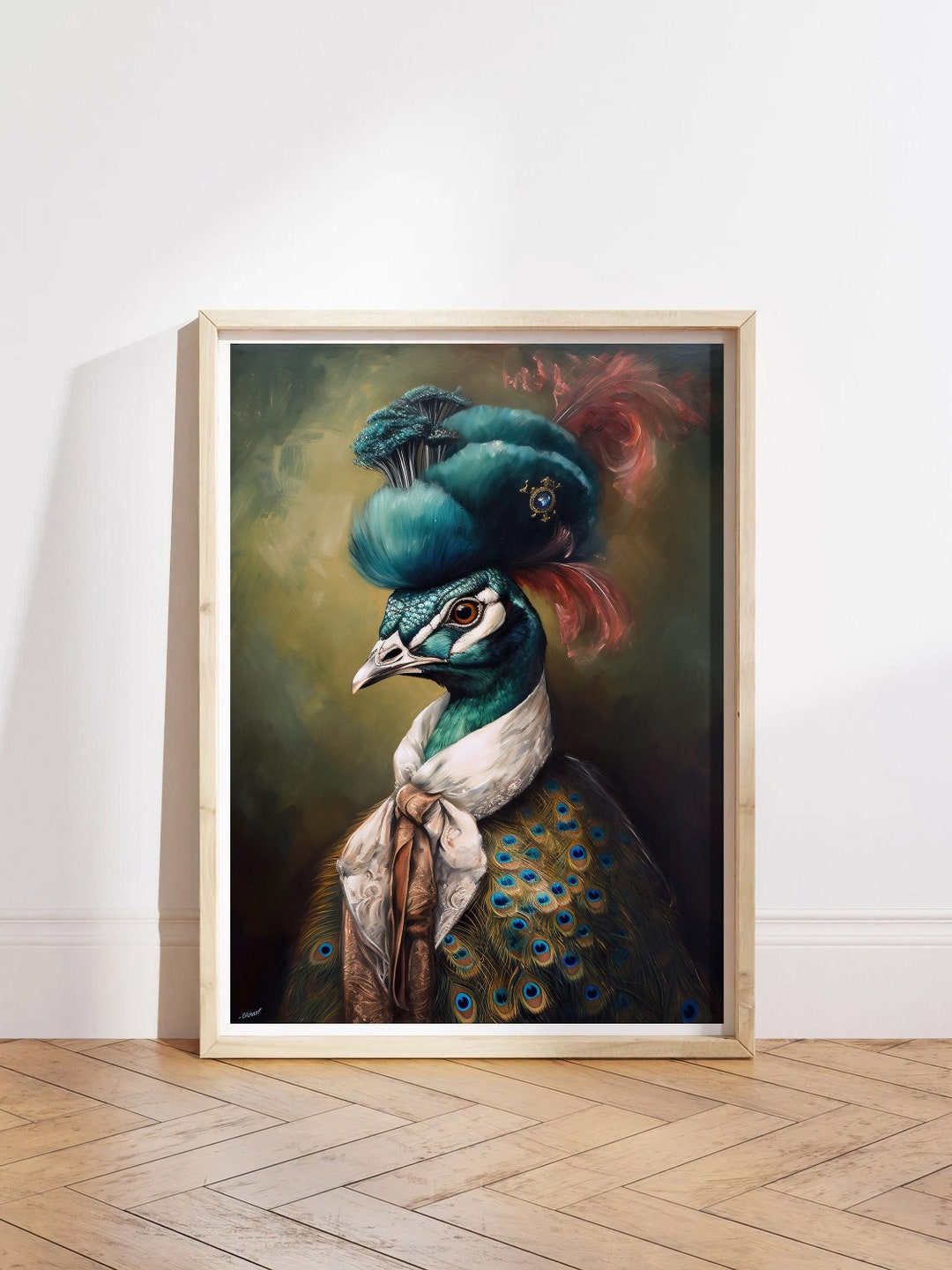 Victorian Peacock Vintage Portrait, Animal Painting, Renaissance Animal ...