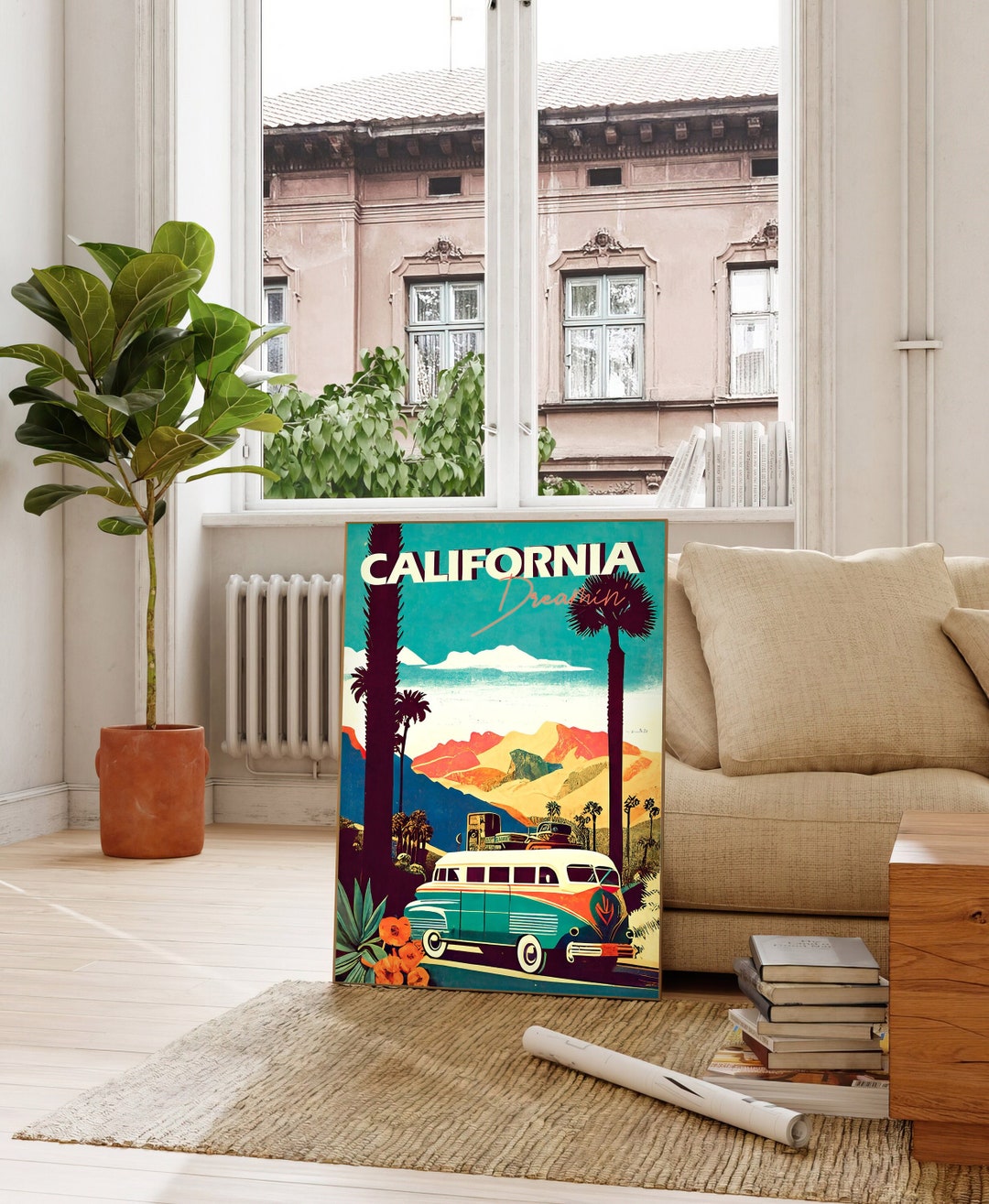 California Dreamin' Retro Travel Poster, World Travel Art, Vintage ...