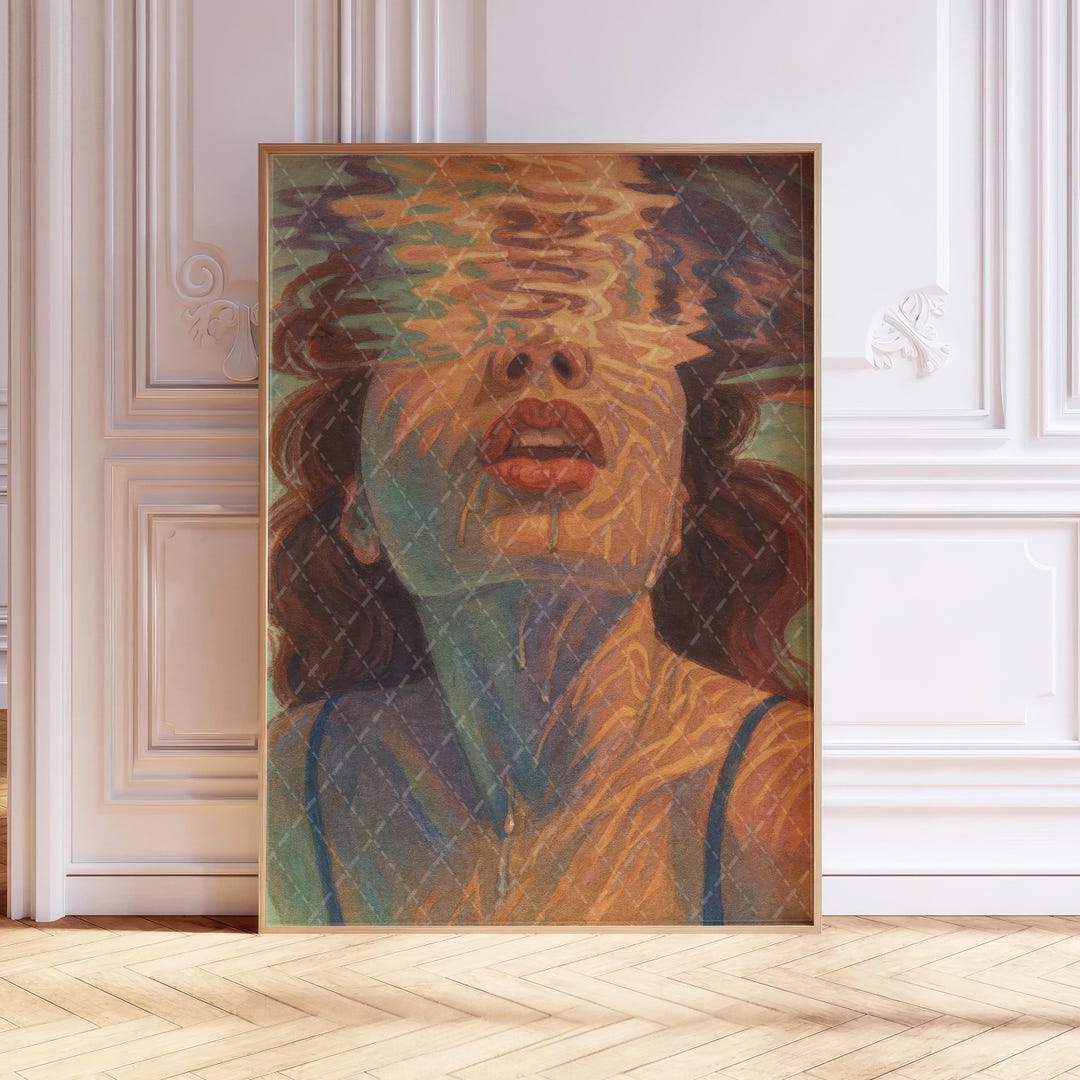 Surreal Underwater Woman Art Print, Moody Figurative Wall Art, Abstract ...