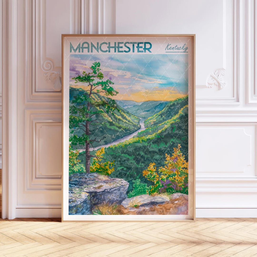 Manchester Watercolor Art Print - Manchester City Print - Kentucky USA ...