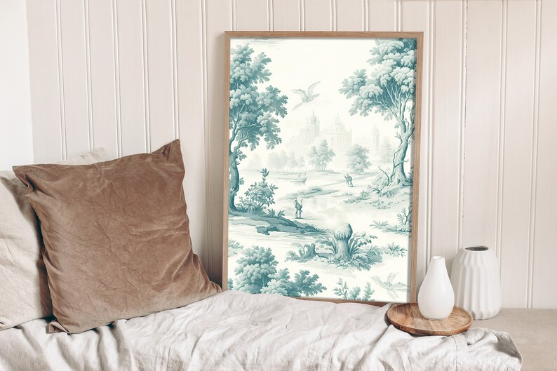 French Toile Blue Wall Art Botanical Vintage Blue Willow Wall - Etsy
