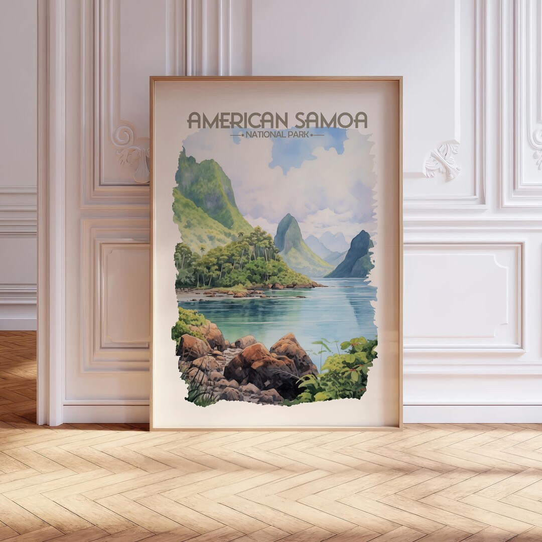 American Samoa National Park Watercolor Travel Poster US National Park ...