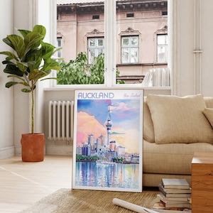 Auckland Watercolor Poster - World Cities Wall Art - New Zealand Travel ...