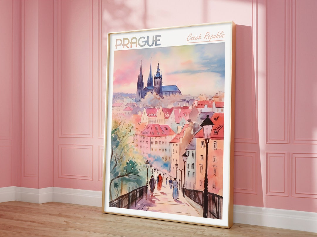Prague City Watercolor Poster - Czech Republic Travel Art - City Wall ...