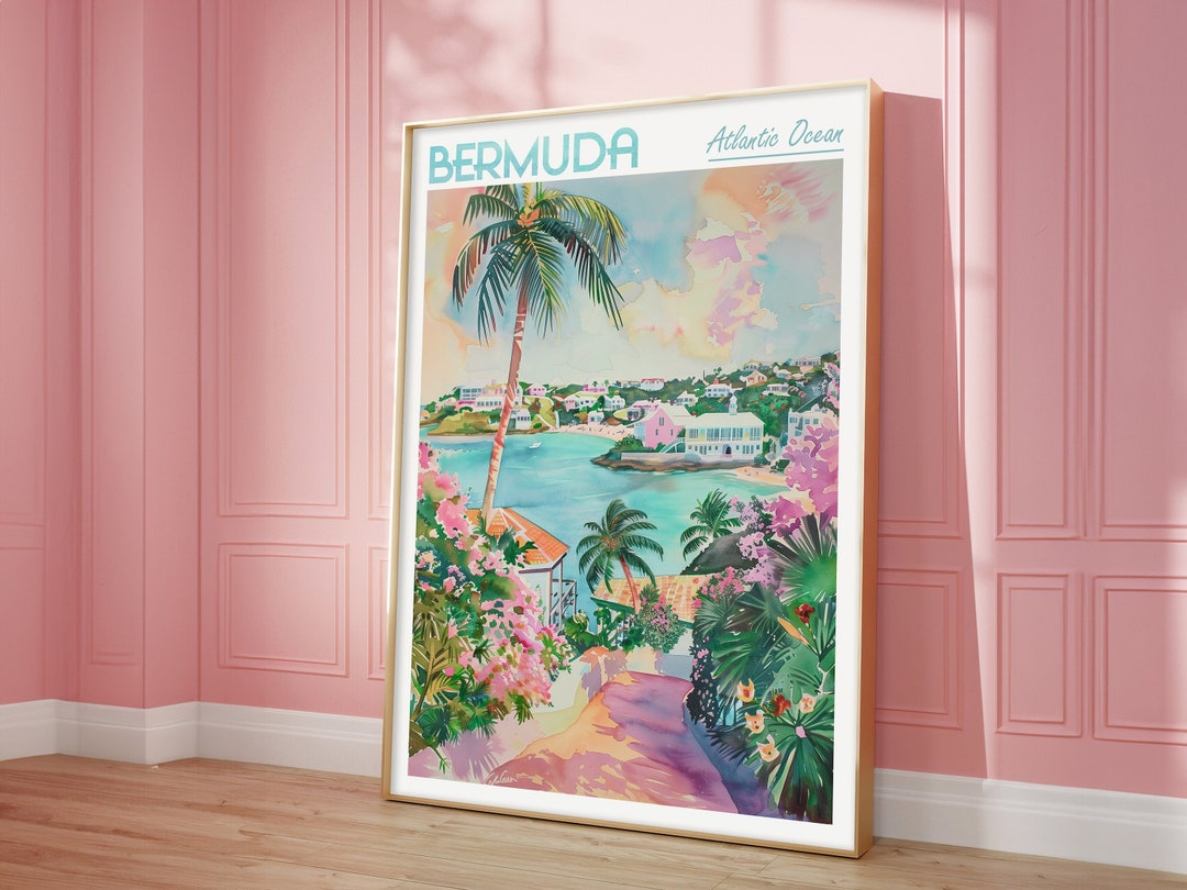 Bermuda Watercolor Poster - World Cities Wall Art - Tropical Island ...