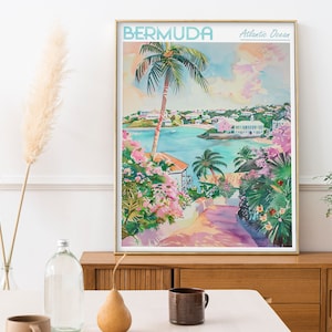 Bermuda Watercolor Poster - World Cities Wall Art - Tropical Island ...
