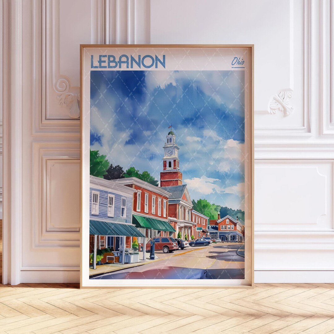 Lebanon Watercolor Poster Lebanon Wall Art Ohio Travel Poster Printable ...
