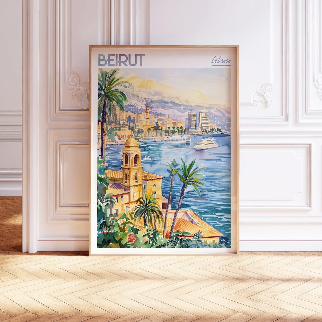 Beirut Watercolor Poster - World Cities Wall Art - Lebanon Middle East ...