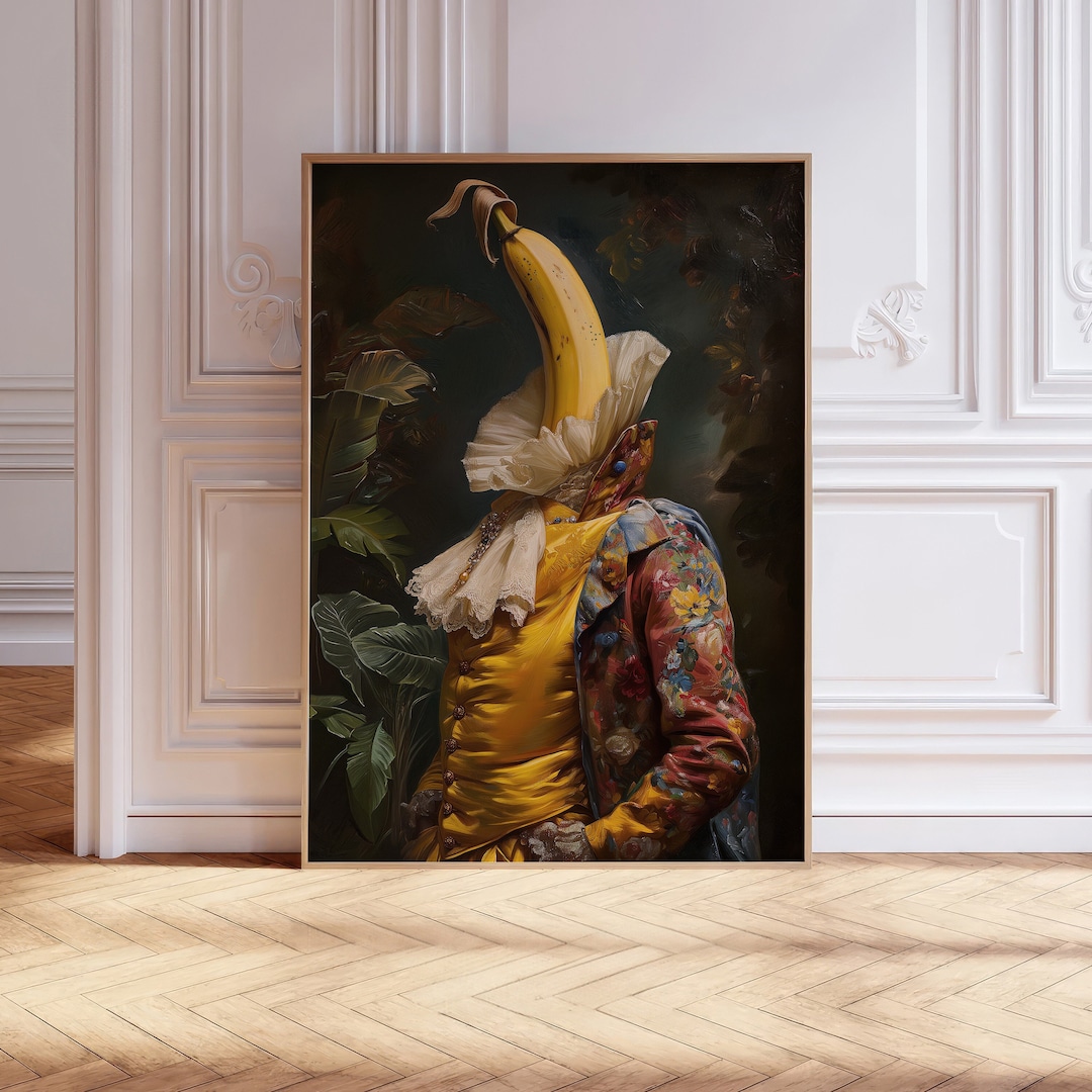 Banana Head Man Victorian Sarcastic Painting Altered Funny Moody Poster ...