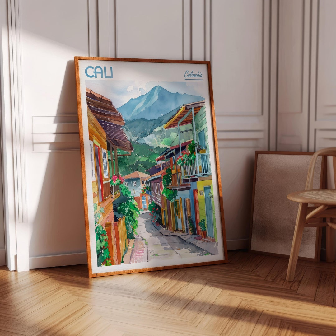 Cali Watercolor Poster - World Cities Wall Art - South America Travel ...
