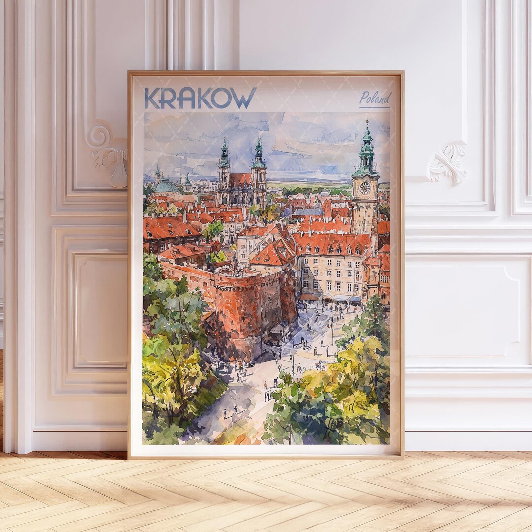 Krakow Watercolor Poster - Krakow Wall Art - Poland Travel Poster ...